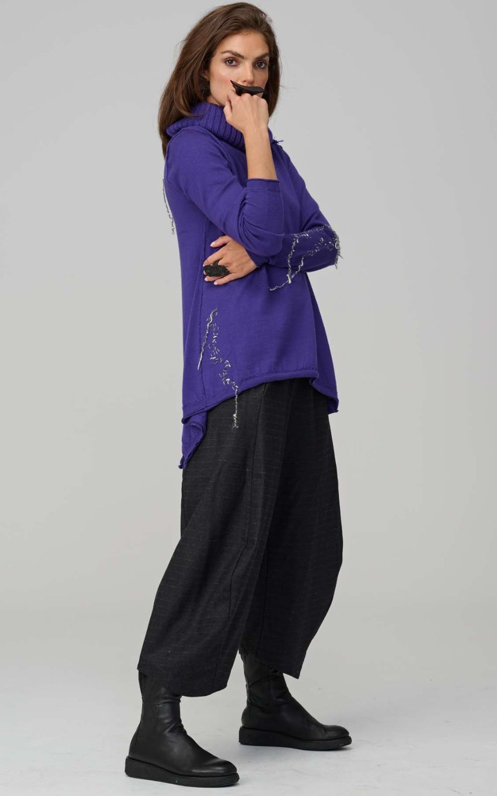 Cabin Stitched A-Line Jumper – Zebrano | Designer Clothing NZ