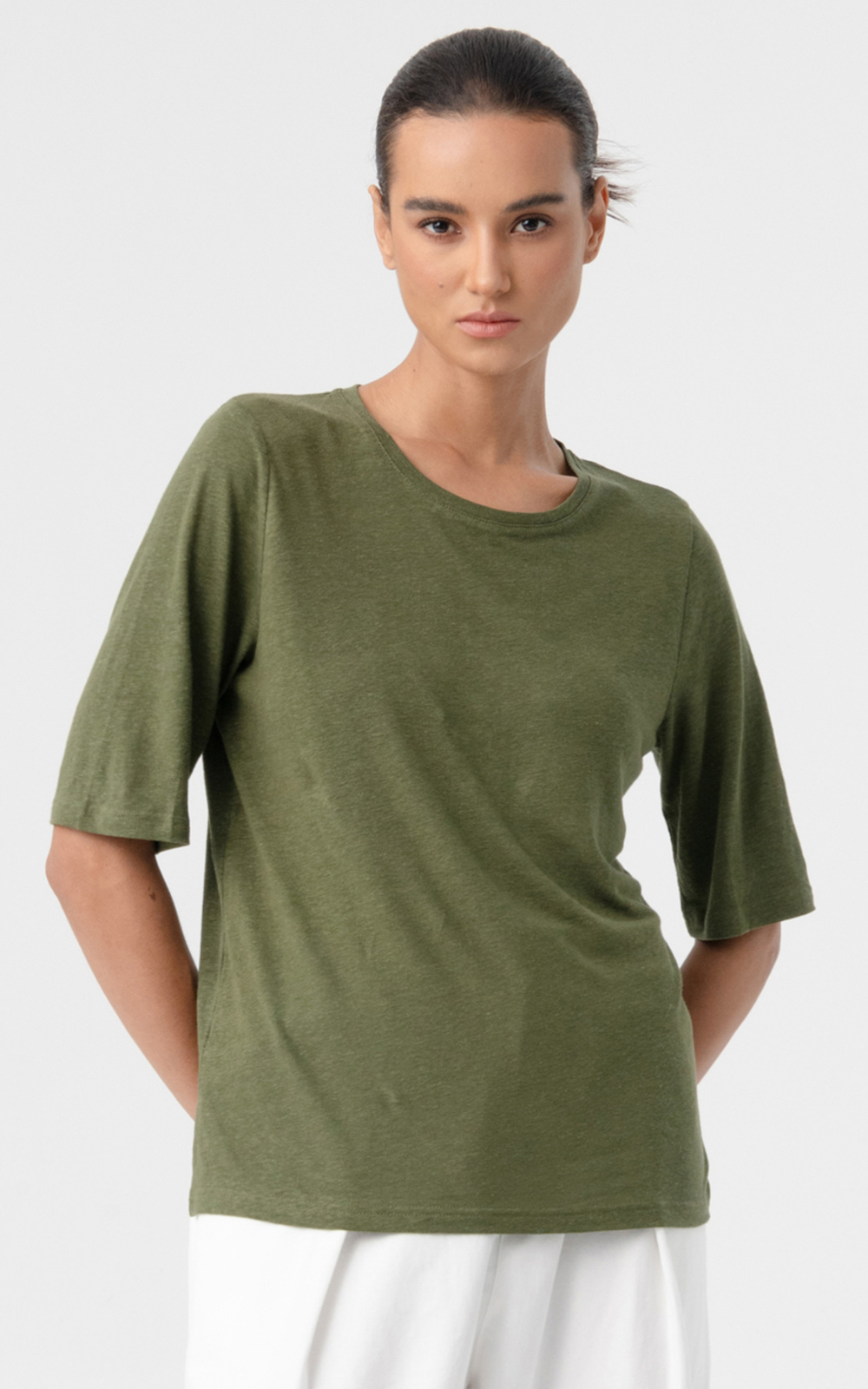 Linen Tee – Zebrano | Designer Clothing NZ