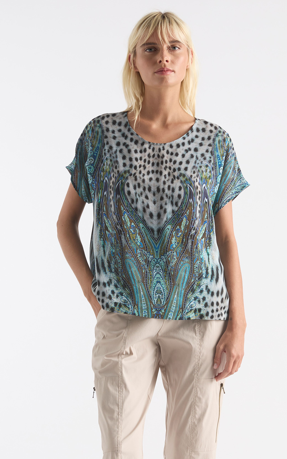 Cap Shell In Peacock Print – Zebrano | Designer Clothing NZ