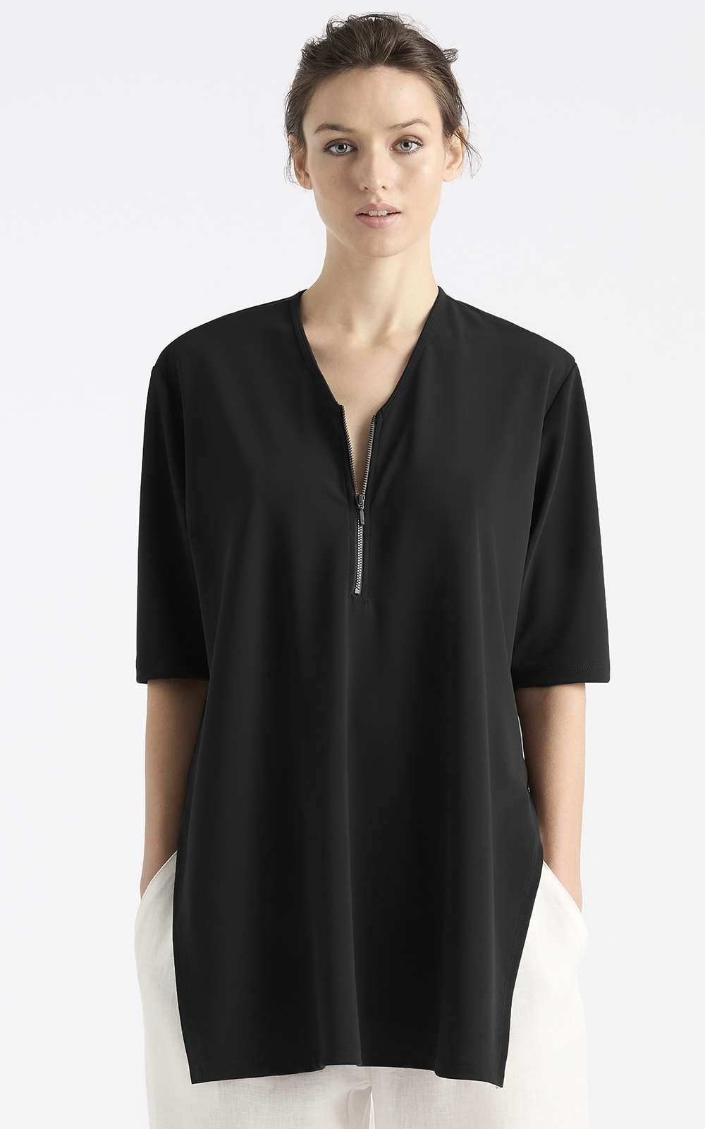 V Zip Tunic – Zebrano | Designer Clothing NZ