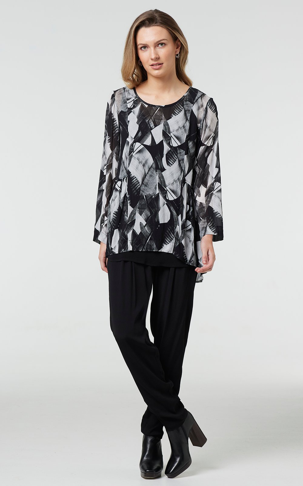 Streamers Frill Top – Zebrano | Designer Clothing NZ