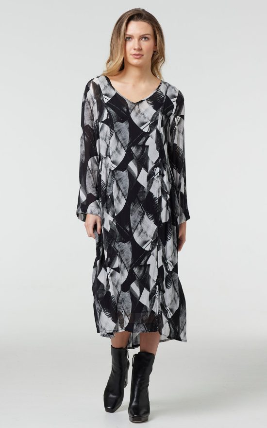 Streamers Frill Dress – Zebrano | Designer Clothing NZ