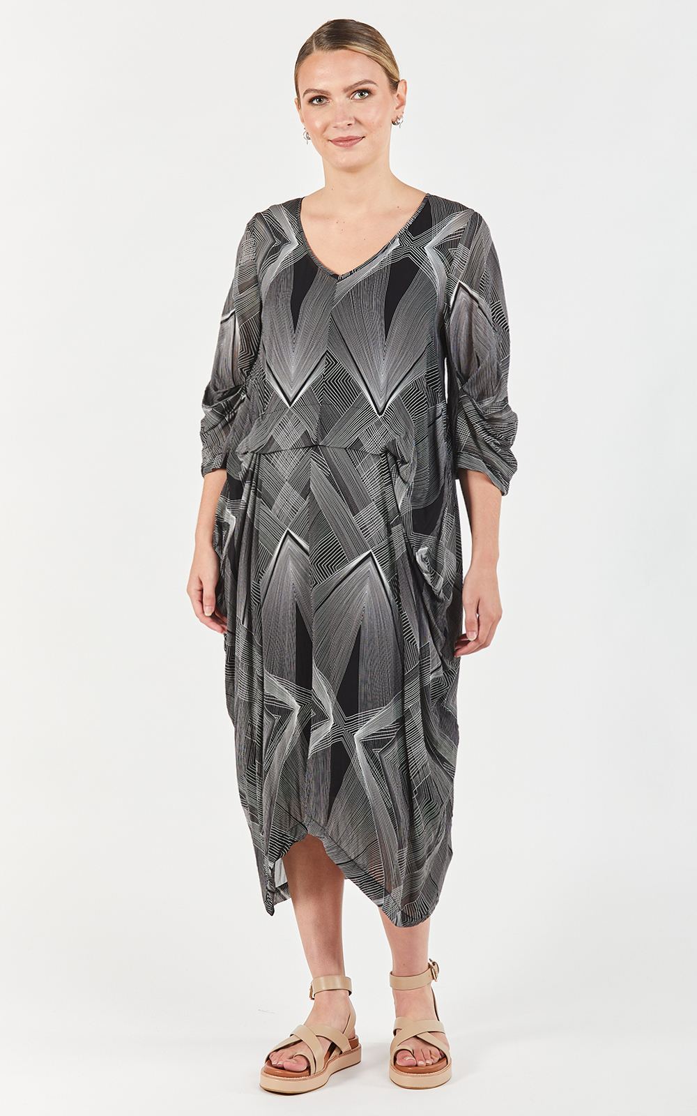 Spiro Tuck Dress – Zebrano | Designer Clothing NZ