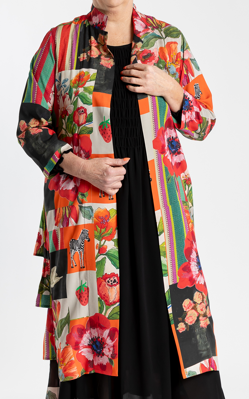 Back Frilled Duster Wandering – Zebrano | Designer Clothing NZ