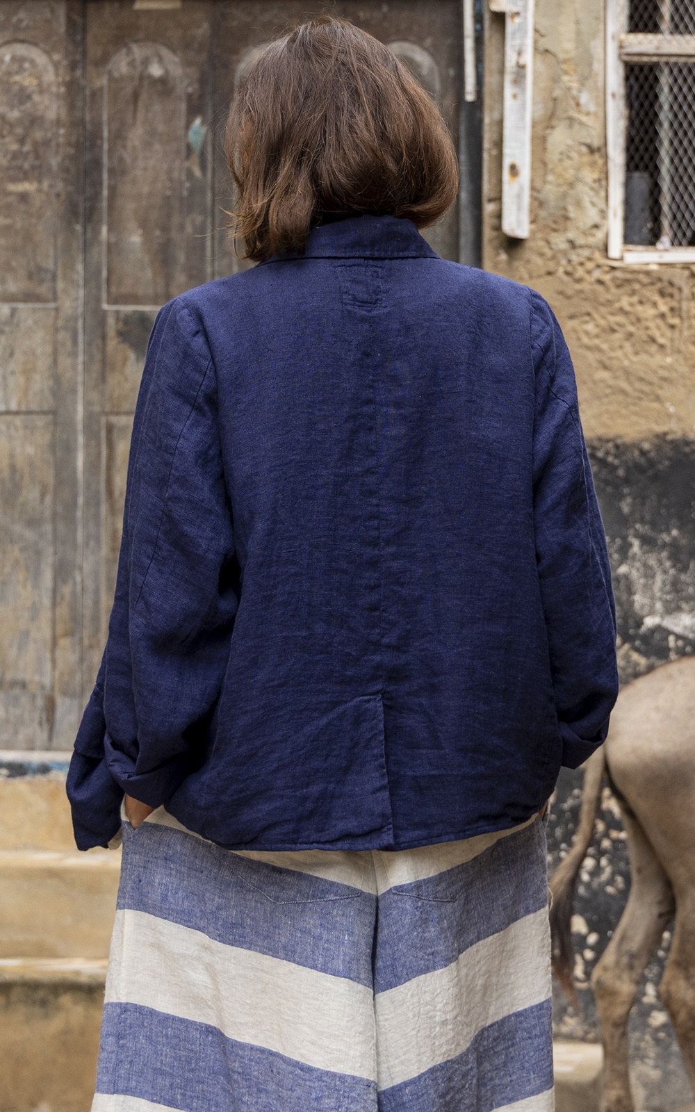 Baridi Jacket Linen – Zebrano | Designer Clothing NZ