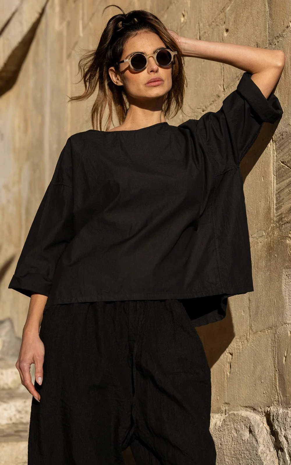 Dominique Top Cotton Twill – Zebrano | Designer Clothing NZ