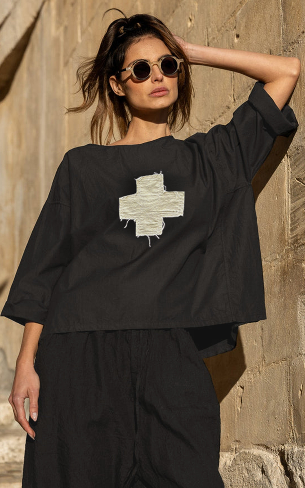 Dominique Swiss Cross Top – Zebrano | Designer Clothing NZ