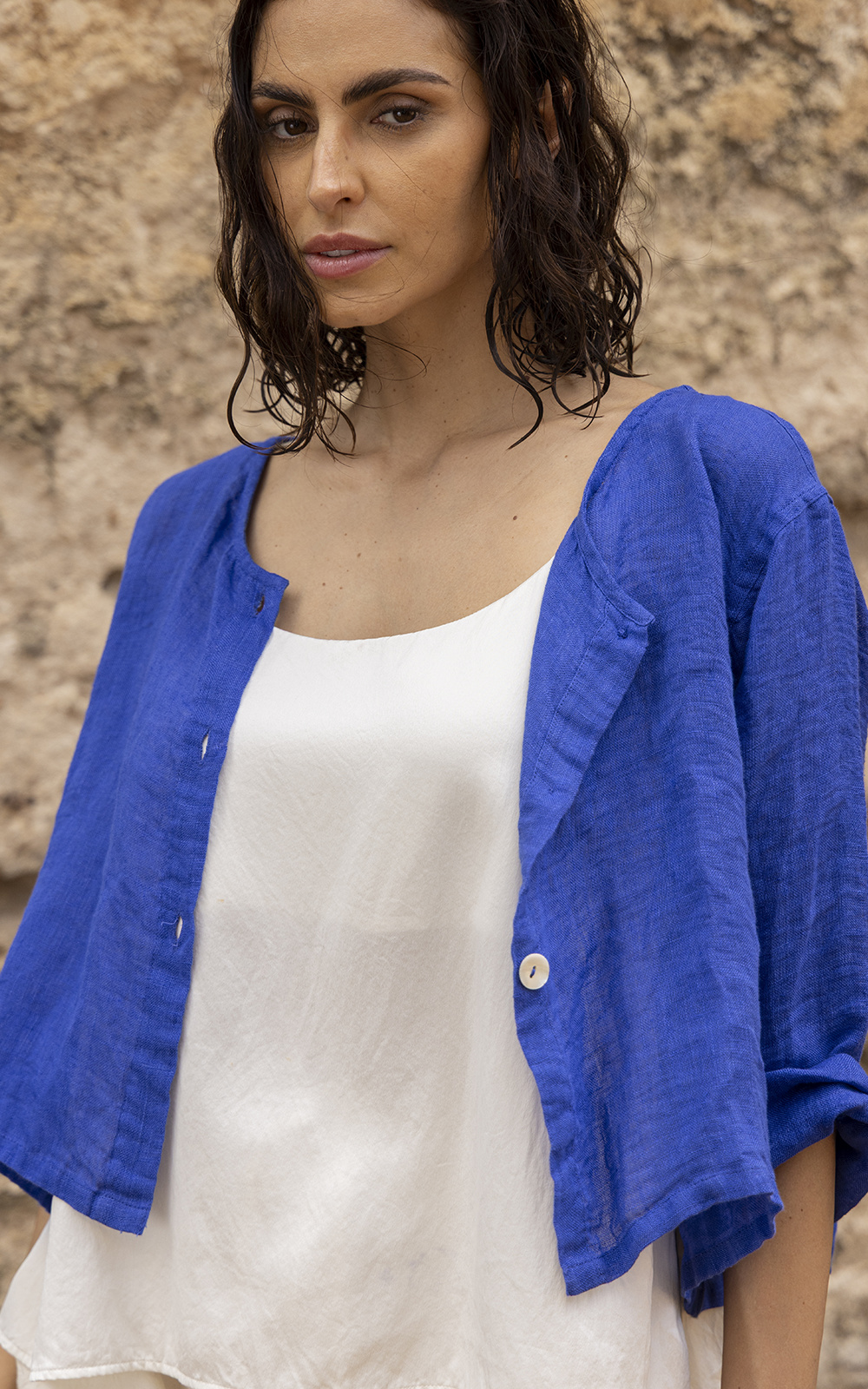 Doto Jacket Gauze Linen – Zebrano | Designer Clothing NZ