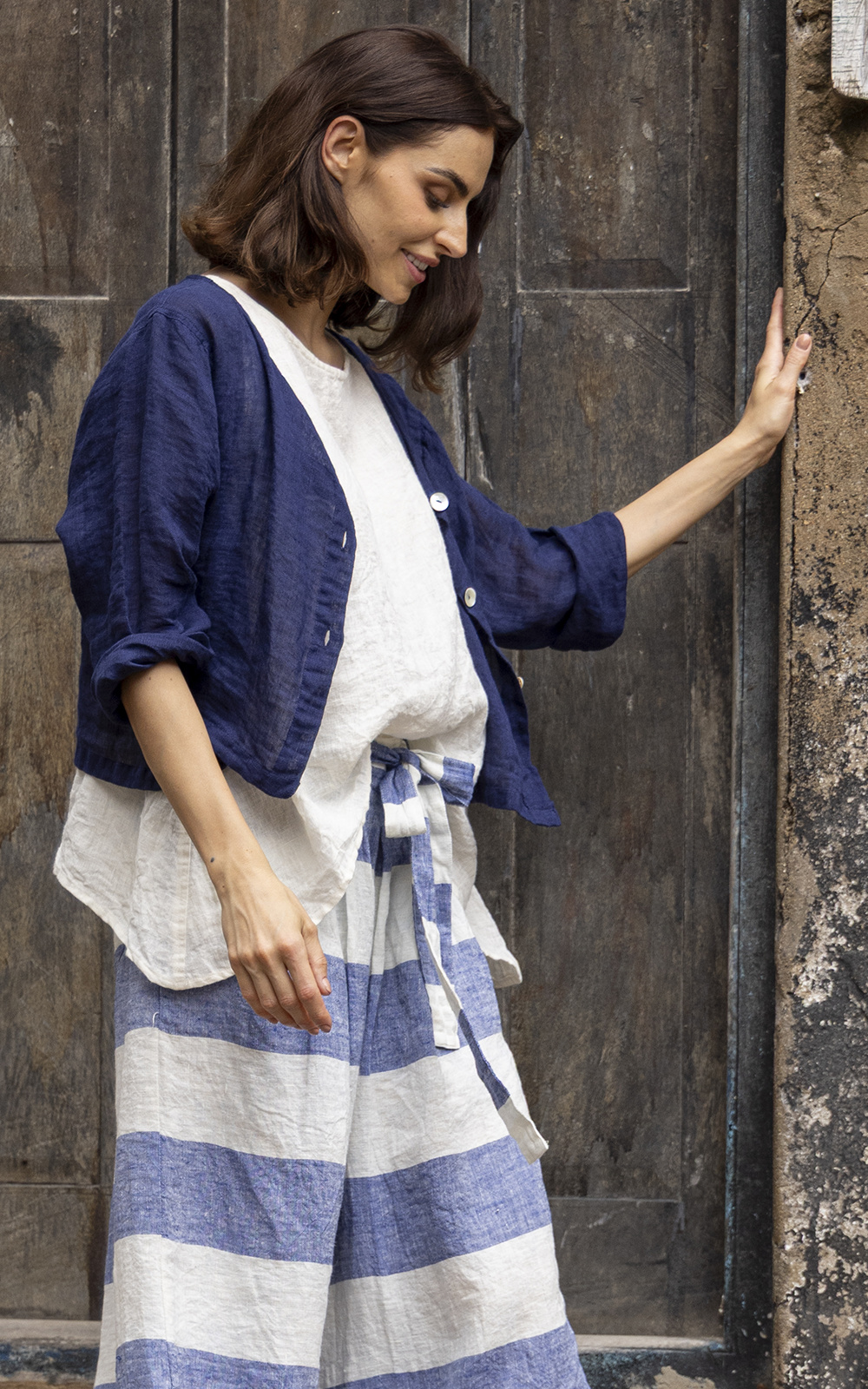 Doto Jacket Gauze Linen – Zebrano | Designer Clothing NZ