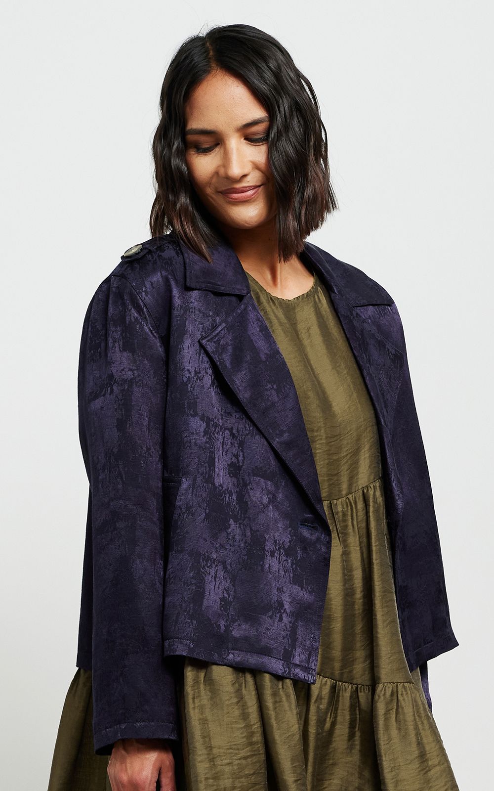 Dylan Jacket In Jacquard – Zebrano | Designer Clothing NZ