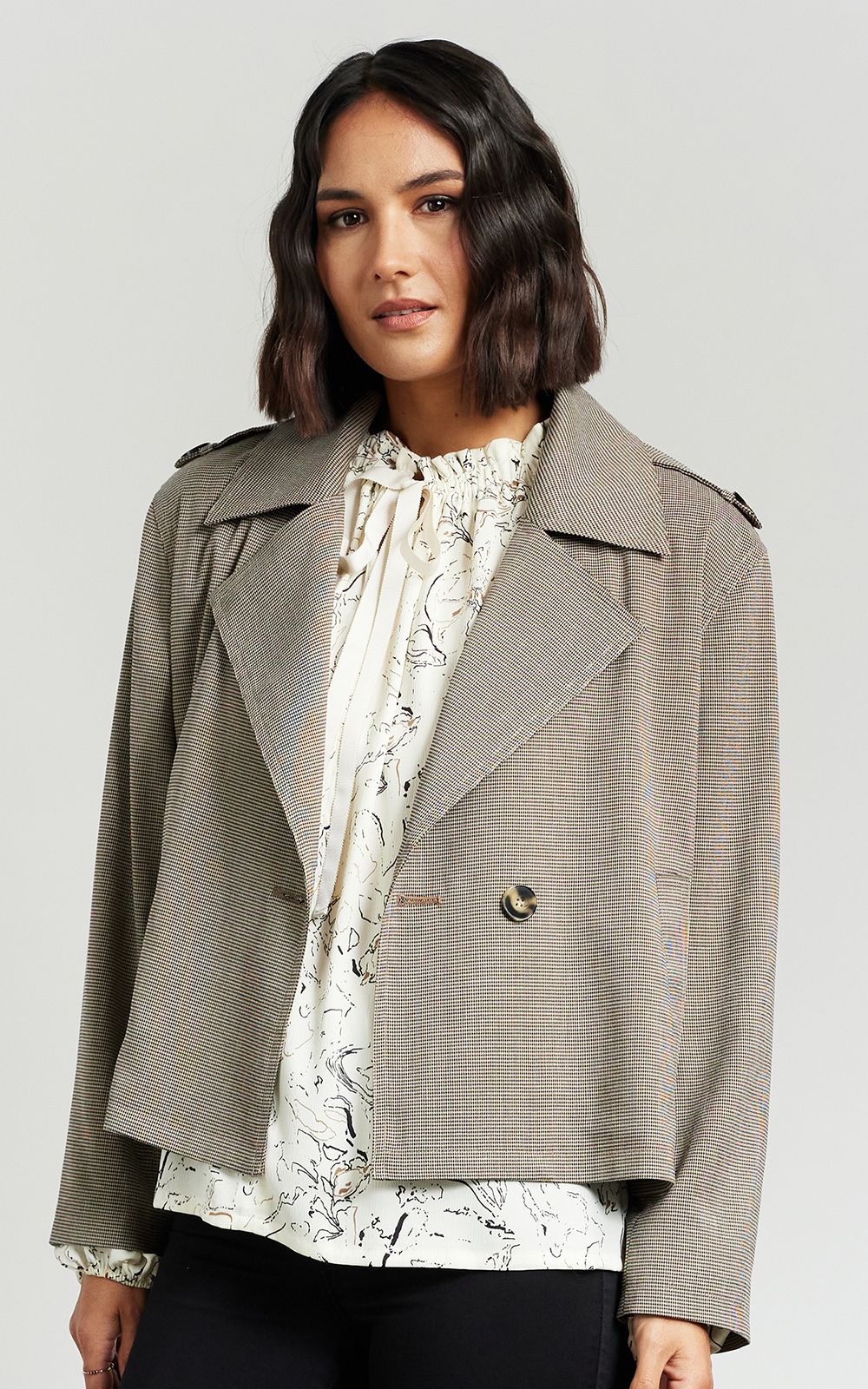 Dylan Jacket In Houndstooth – Zebrano | Designer Clothing NZ