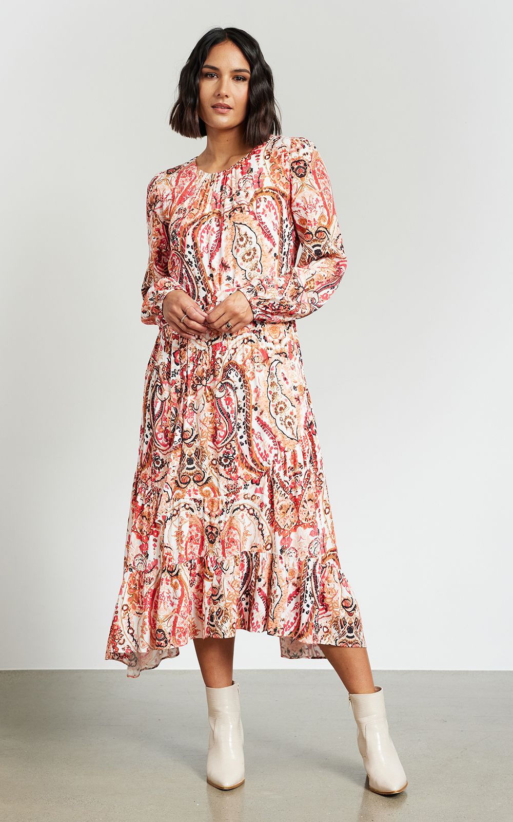 Eden Dress In Arabella – Zebrano | Designer Clothing NZ