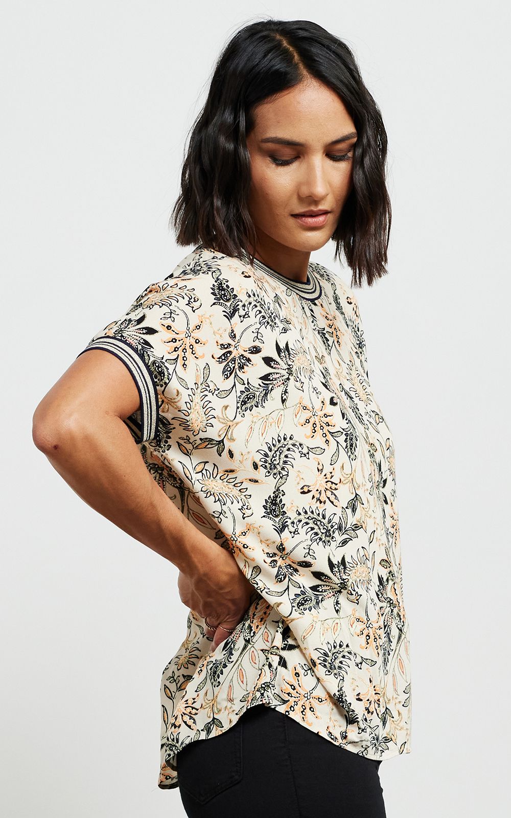 Callie Top In Filigree – Zebrano | Designer Clothing NZ