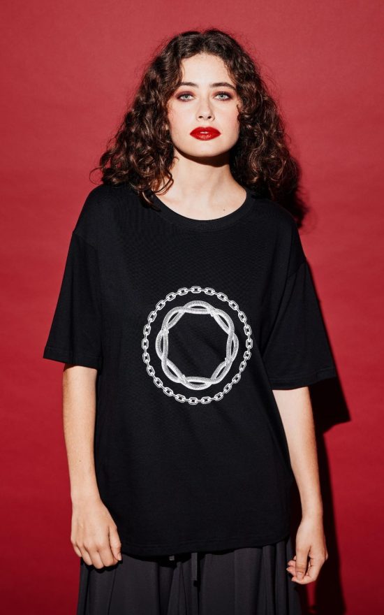 Reiji Chains Tee – Zebrano | Designer Clothing NZ