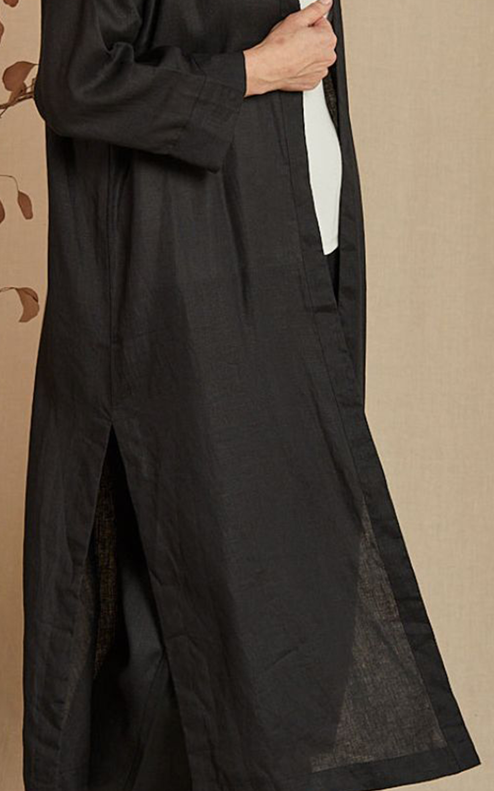 Long Line Linen Duster Jacket – Zebrano | Designer Clothing NZ