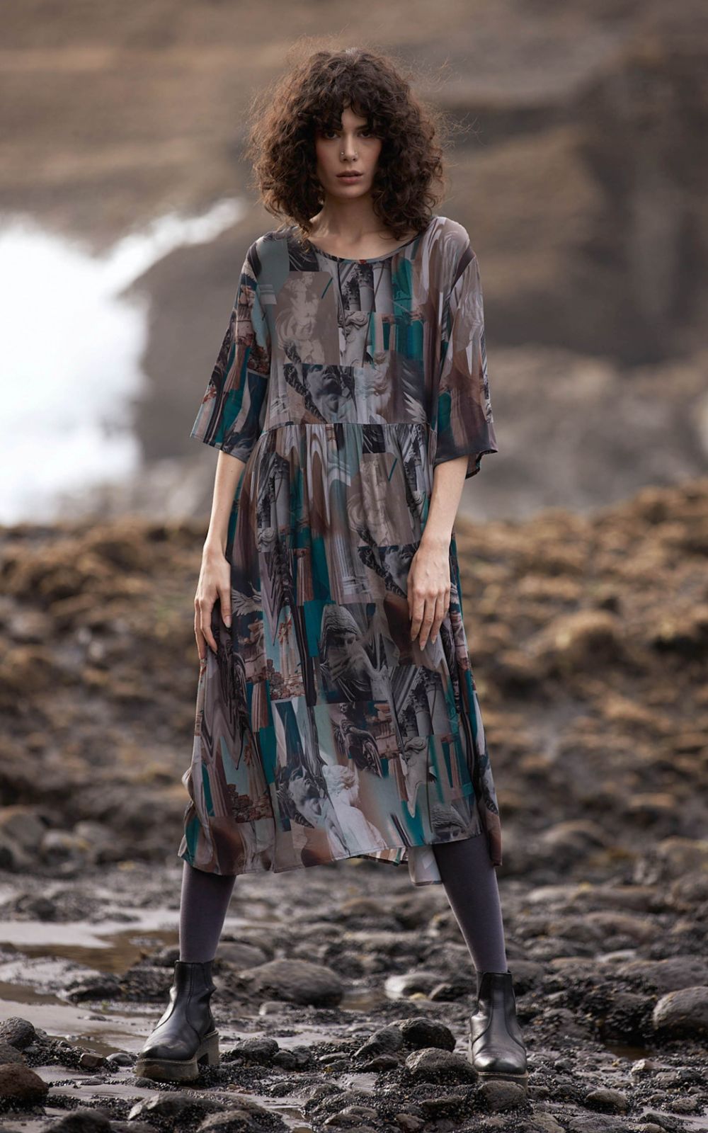 Aman Classic Print Dress – Zebrano | Designer Clothing NZ