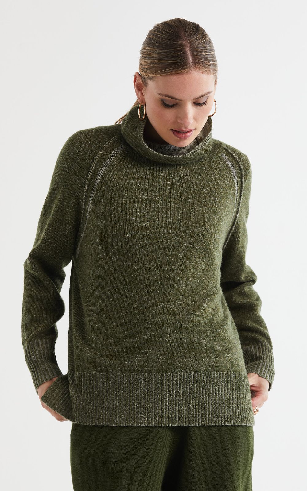 Two Tone Rollneck – Zebrano | Designer Clothing NZ