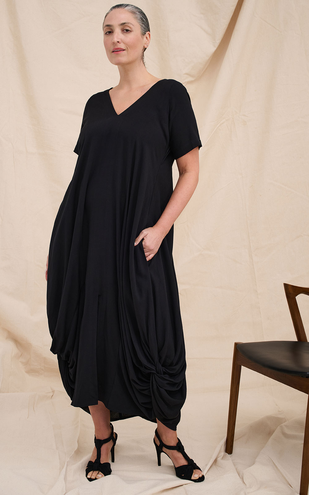 Drape Bottom Dress – Zebrano | Designer Clothing NZ