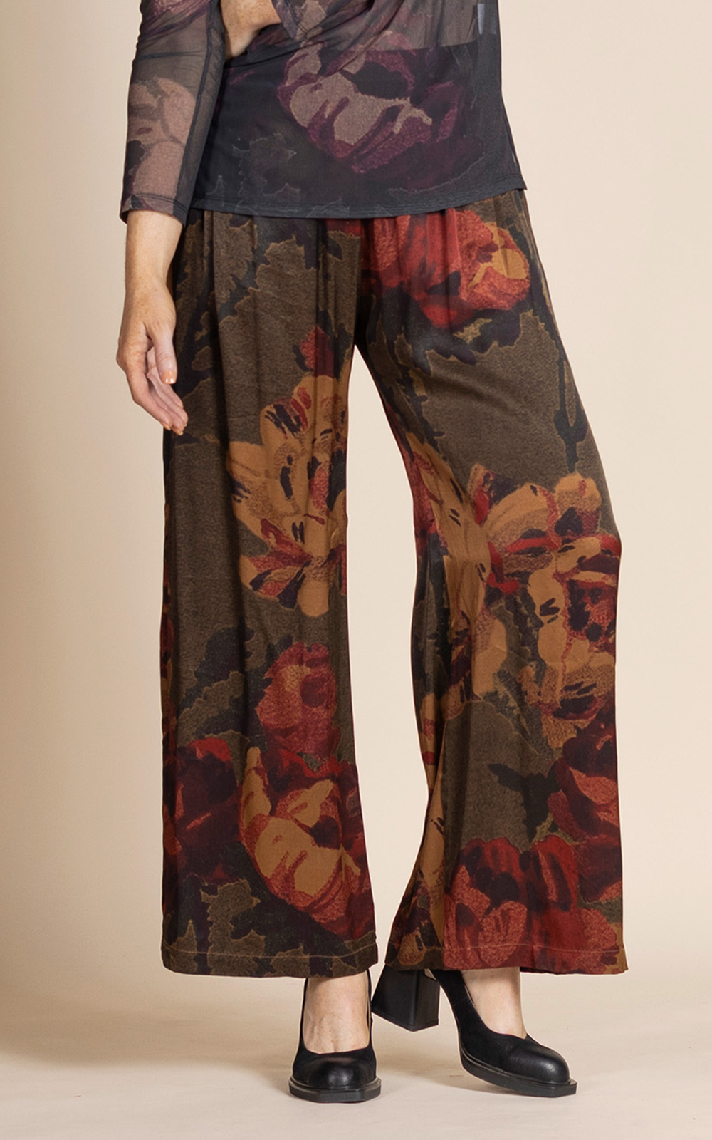 Damask Roses Loose Wide Leg Pant – Zebrano | Designer Clothing NZ