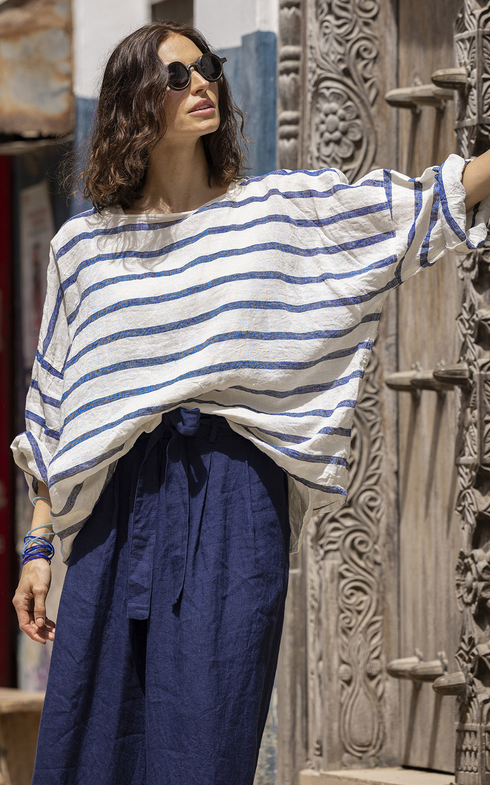Saba Top Linen – Zebrano | Designer Clothing NZ