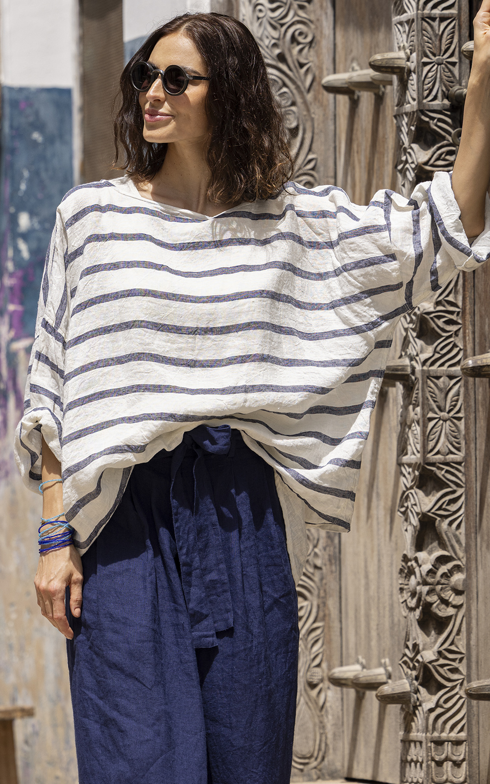 Saba Top Linen – Zebrano | Designer Clothing NZ