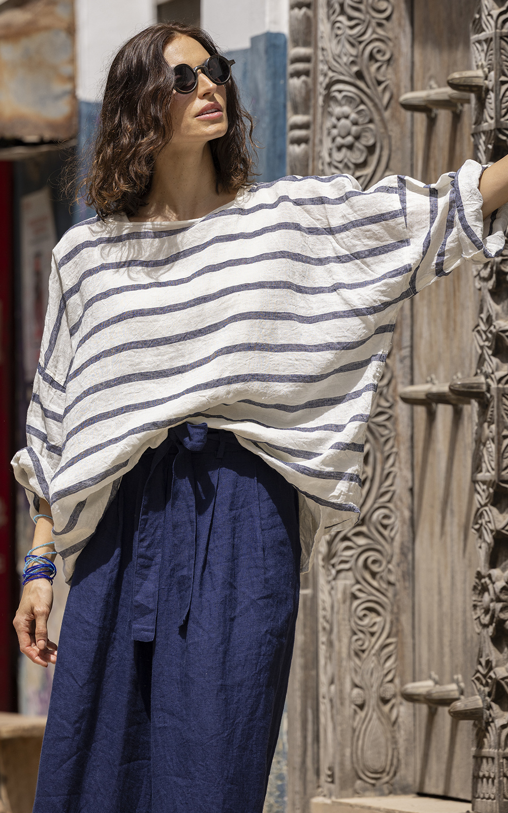 Saba Top Linen – Zebrano | Designer Clothing NZ