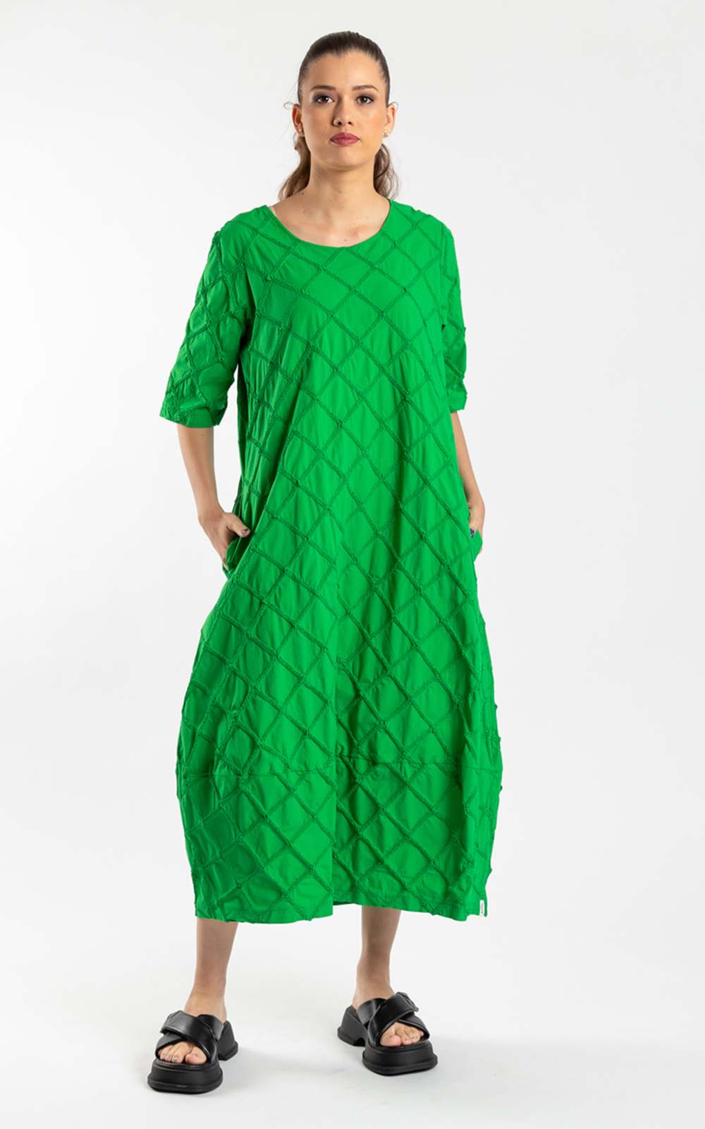 Funnel Dress Apple Green – Zebrano | Designer Clothing NZ