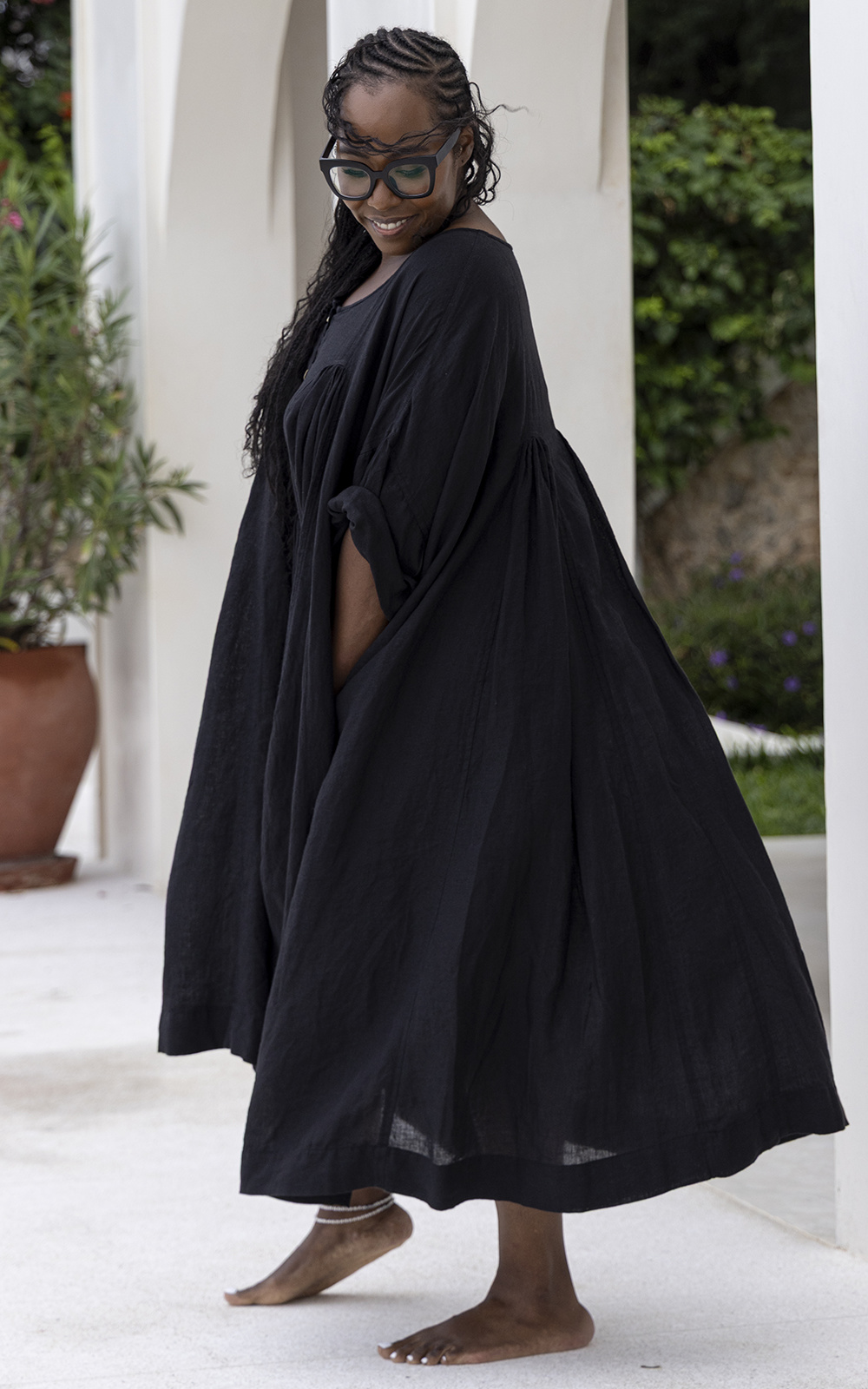 Shiva Dress Linen – Zebrano | Designer Clothing NZ