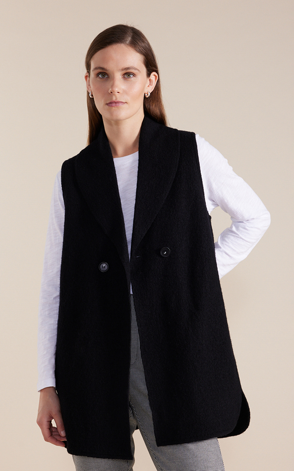 Longline Boiled Wool Vest – Zebrano | Designer Clothing NZ