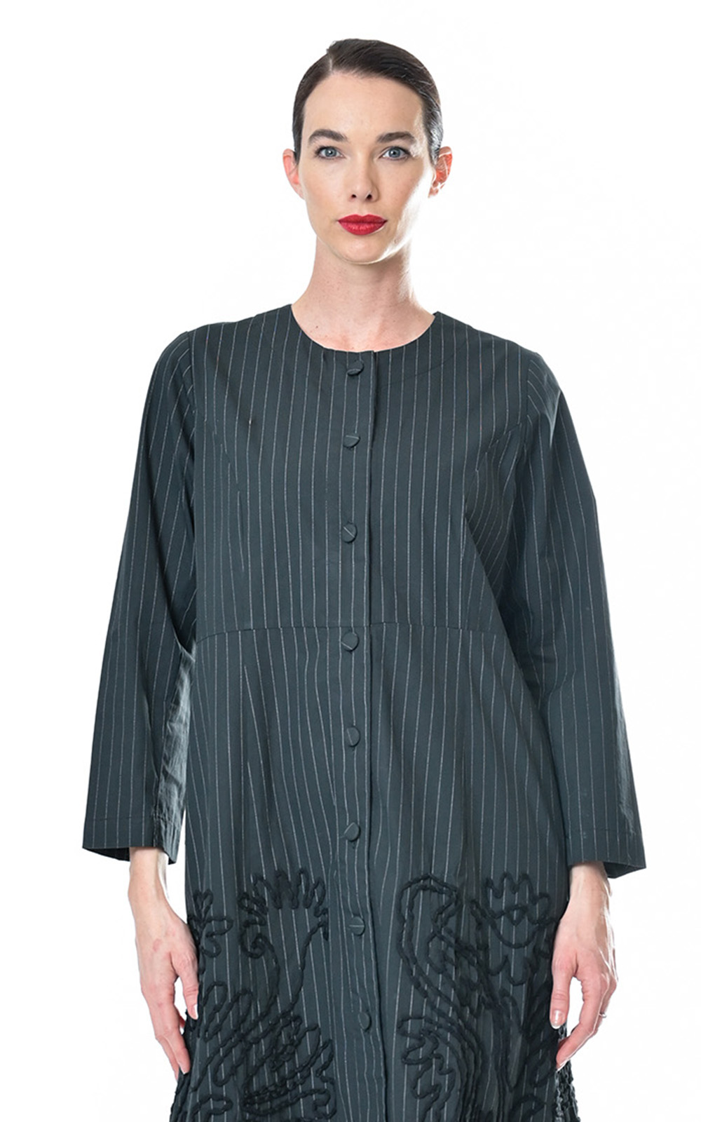 Pinstripe Noble Coat – Zebrano | Designer Clothing NZ