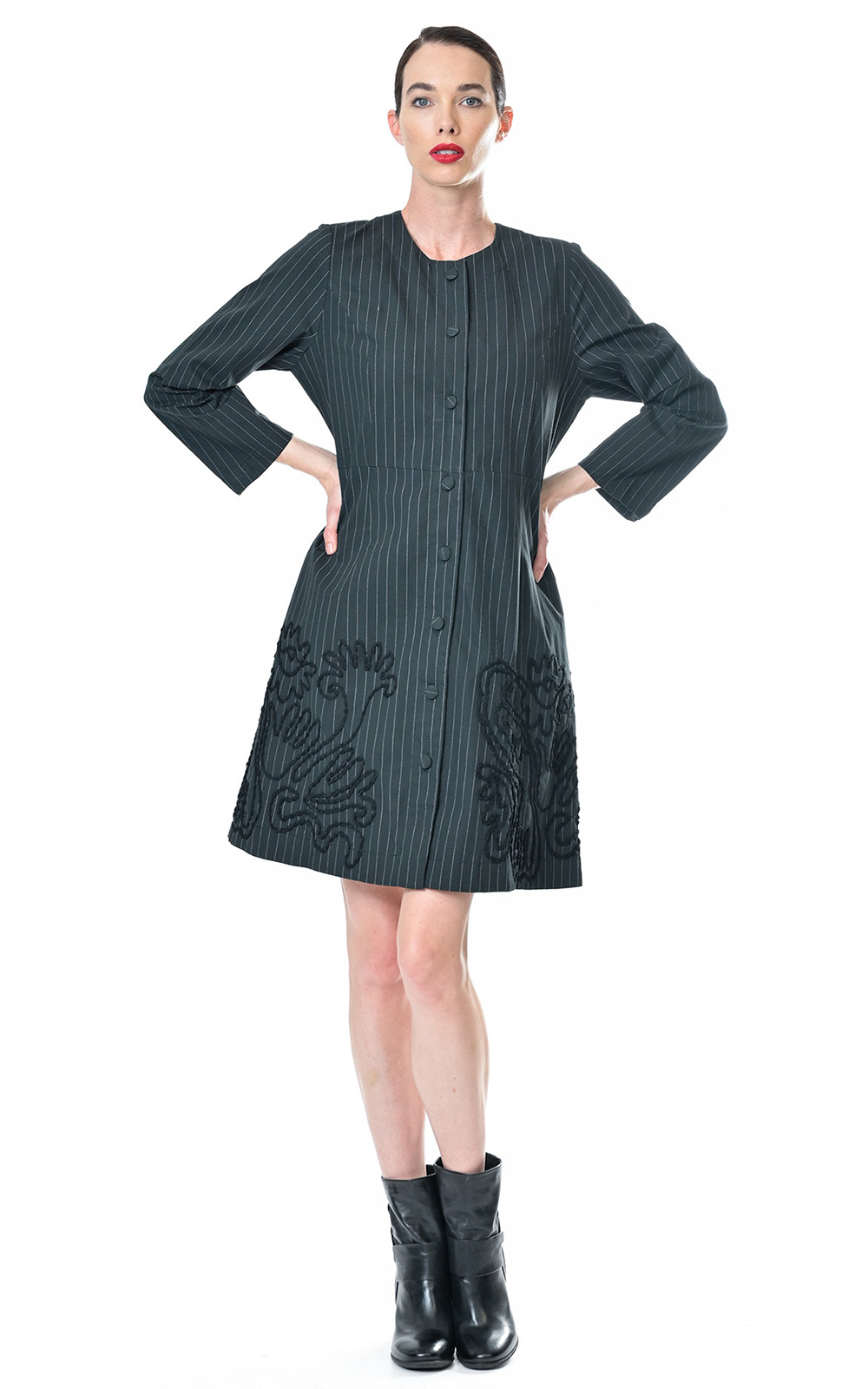 Pinstripe Noble Coat – Zebrano | Designer Clothing NZ