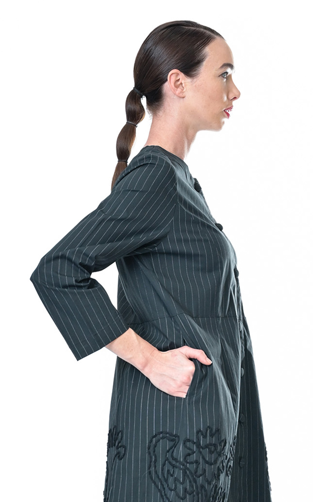 Pinstripe Noble Coat – Zebrano | Designer Clothing NZ