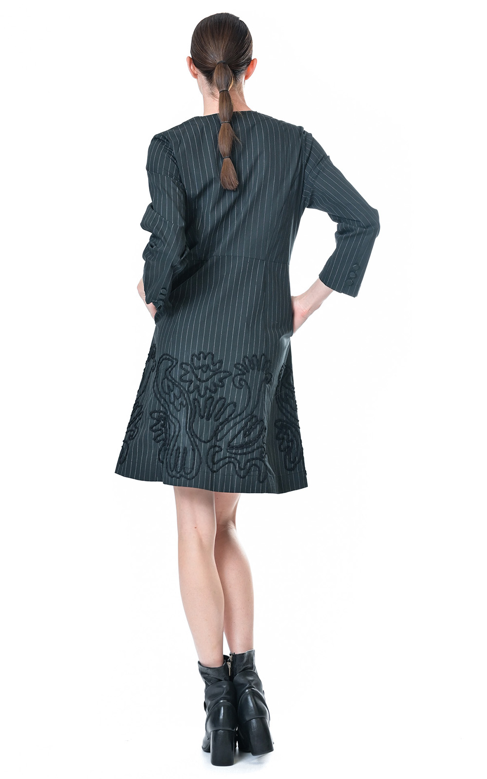 Pinstripe Noble Coat – Zebrano | Designer Clothing NZ