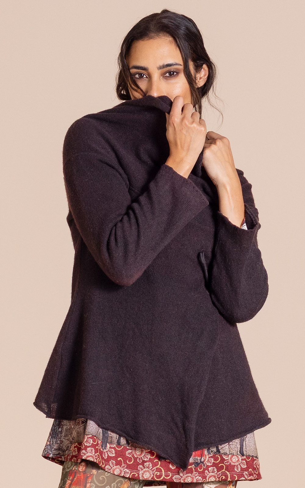 Felt Collar Cardigan – Zebrano | Designer Clothing NZ