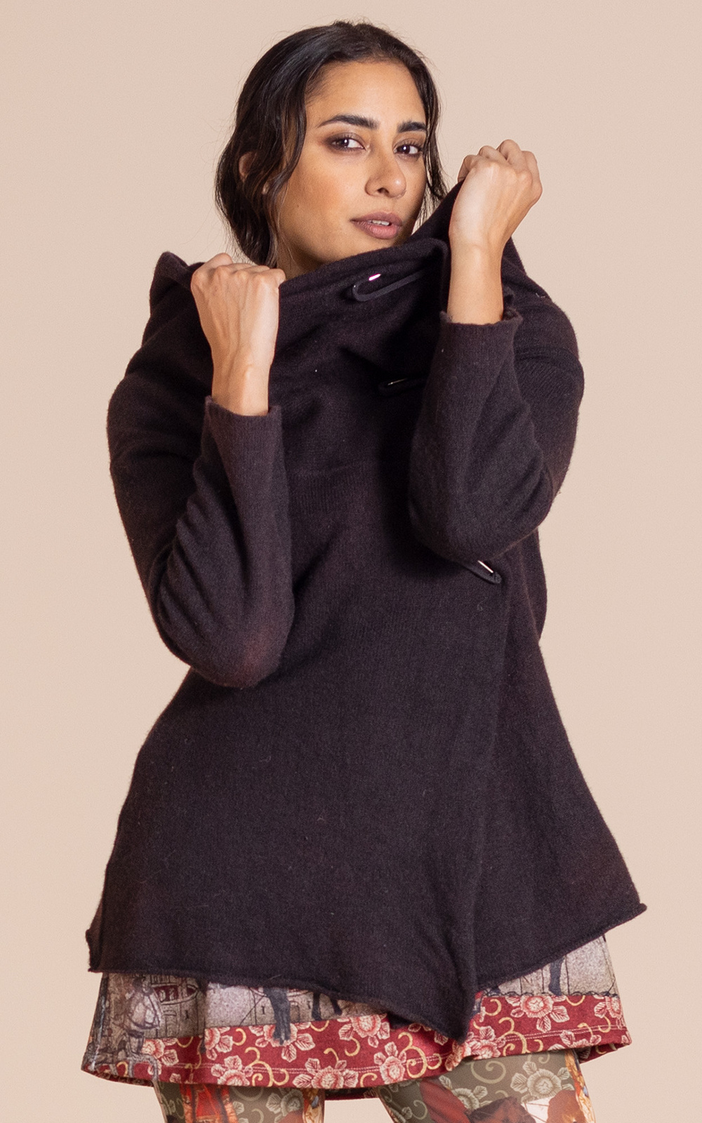 Felt Collar Cardigan – Zebrano | Designer Clothing NZ