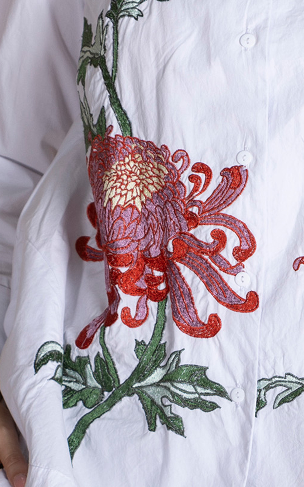 Chrysanthemum Emboidered Trapeze Shirt – Zebrano | Designer Clothing NZ