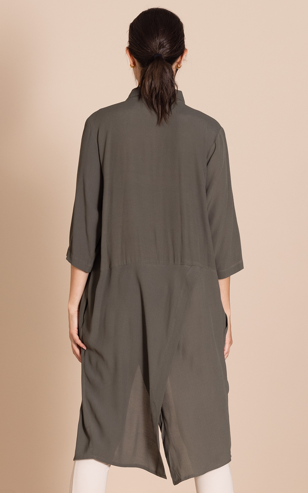 Crepe Long Envelope Shirt – Zebrano | Designer Clothing NZ